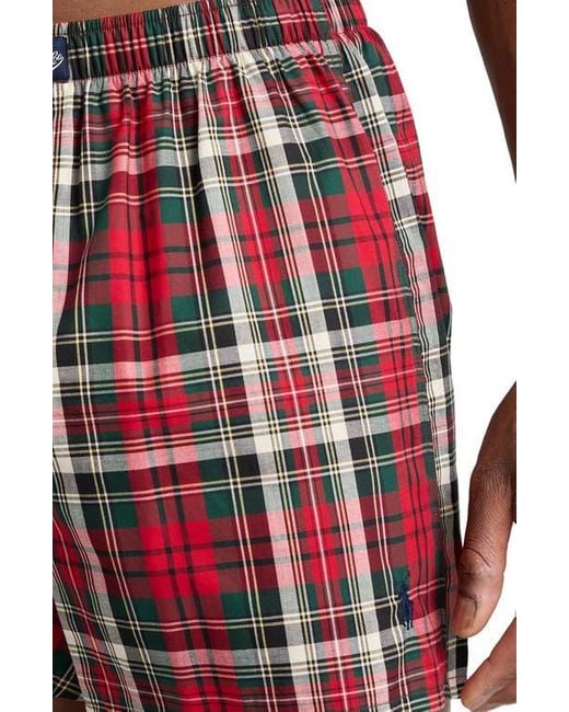 Polo Ralph Lauren Plaid Woven Cotton Boxers in Red for Men | Lyst