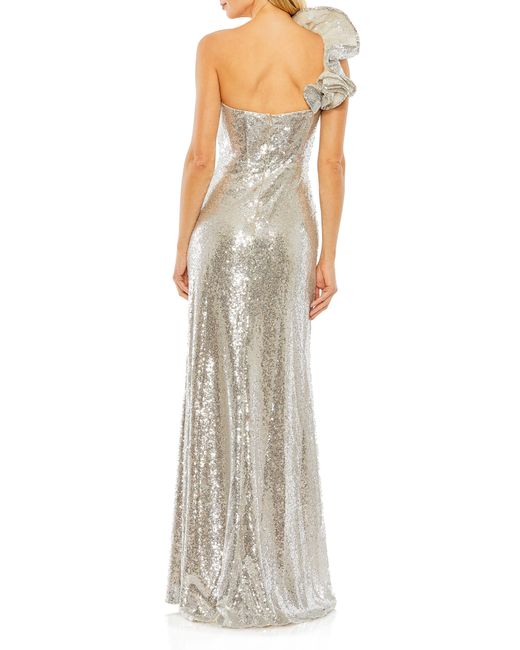 Mac Duggal Sequin Ruffle One Shoulder Gown Lyst