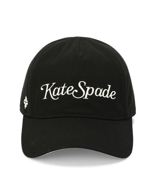 Kate Spade Magazine Script Twill Baseball Cap in Black | Lyst