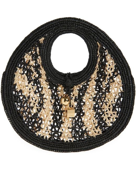 Jacquemus Le Petit Rond Spiaggia Raffia Handbag in Black | Lyst
