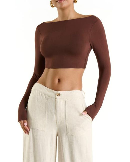 Naked Wardrobe Too Smooth Crop Top in Brown | Lyst