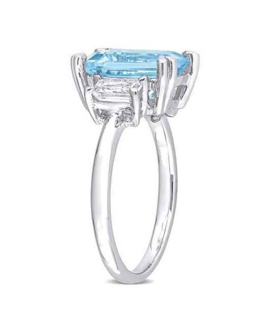 Julianna B Gemstones Octagon 3-Stone Ring in Blue | Lyst
