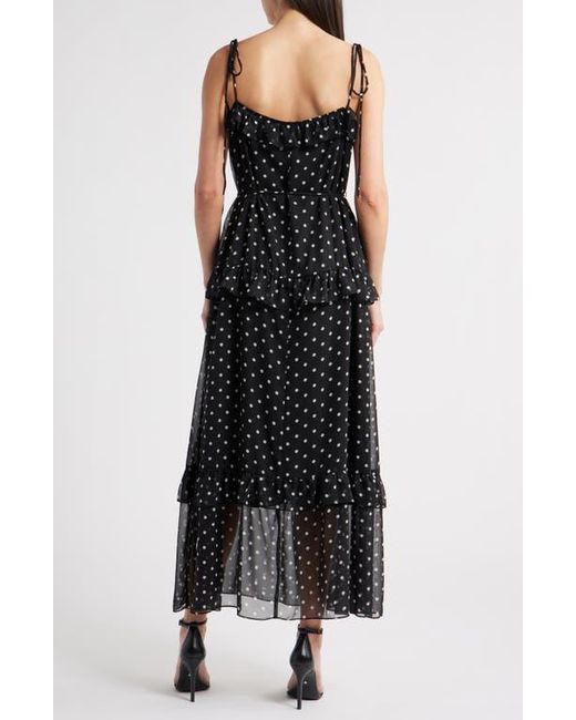 Julia Jordan Polka Dot Tiered Maxi Dress in Black | Lyst