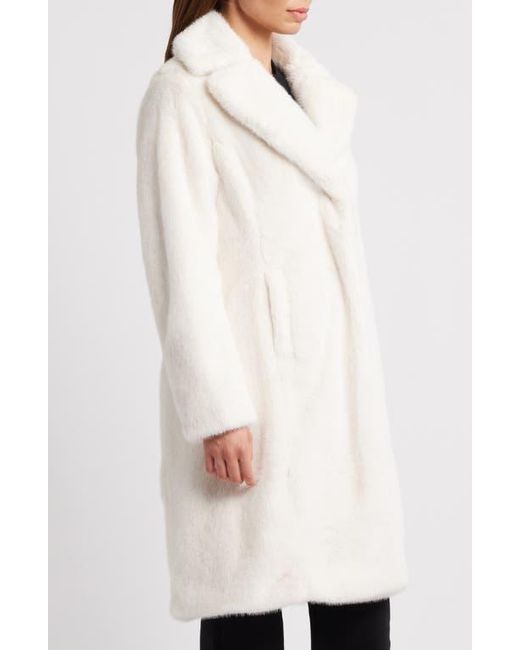 Via Spiga Reefer Longline Faux Fur Coat in White | Lyst