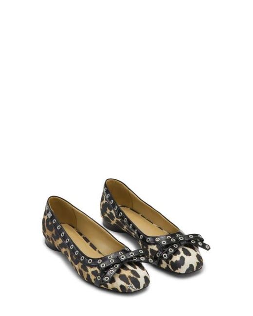 Ganni Grommet Bow Ballet Flat in Green | Lyst