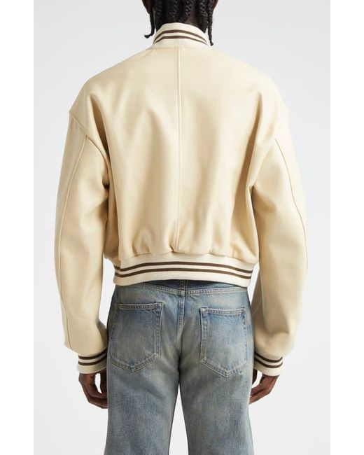 John Elliott Stadium Leather Bomber Jacket in Natural for Men | Lyst
