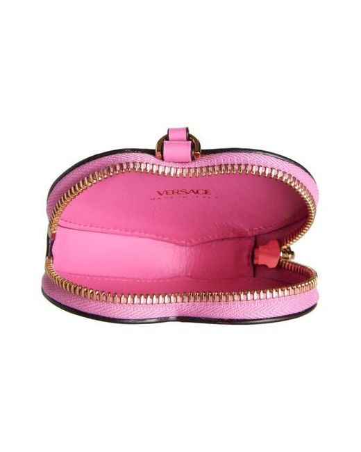 Versace Logo Leather Heart Coin Purse Bag Charm in Pink | Lyst
