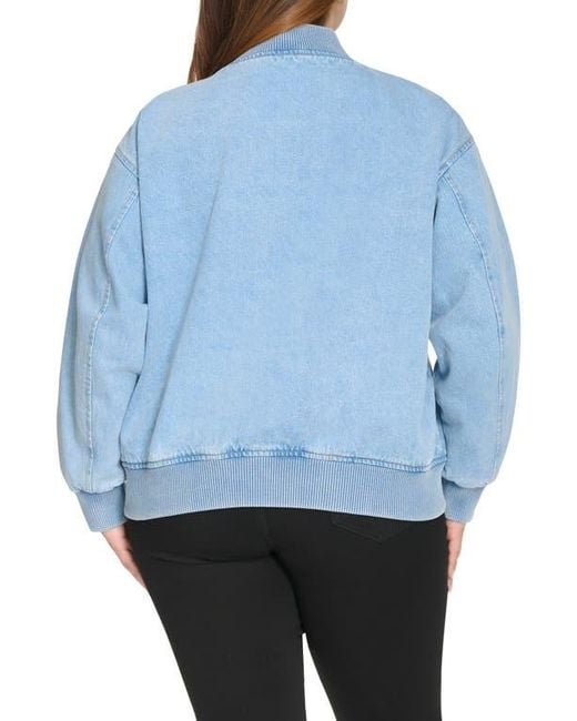 Levi's Crop Varsity Denim Bomber Jacket in Blue | Lyst