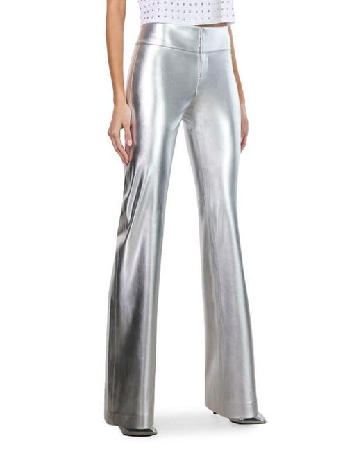 Alice + Olivia Olivia Faux Leather Flare Pants in Blue | Lyst