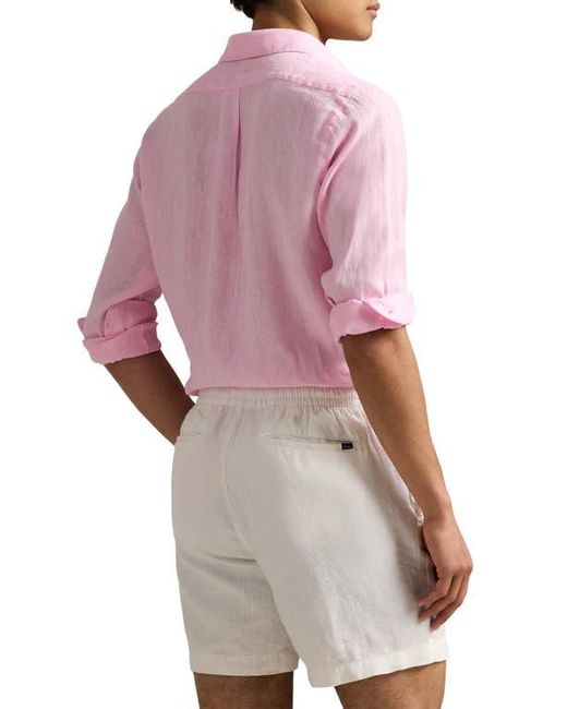 Polo Ralph Lauren Classic Fit Solid Linen Button-Down Shirt in Red for Men | Lyst