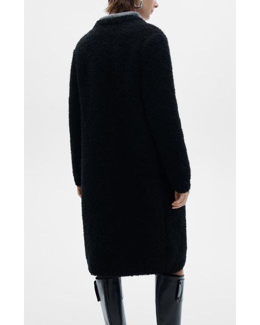 Mango Bouclé Coat in Black | Lyst