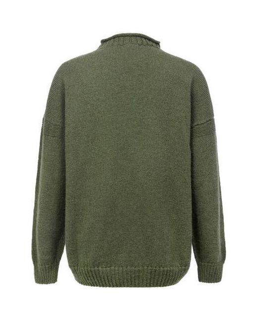 Celtic & Co. Gansey British Wool High Neck Sweater in Green | Lyst