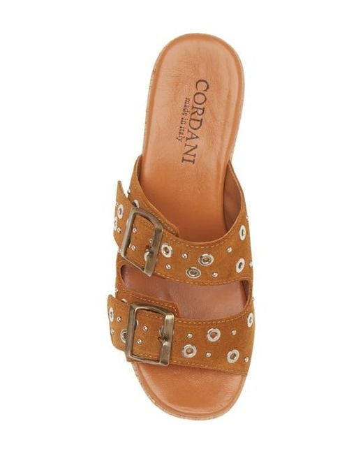 Cordani Jayne Platform Wedge Slide Sandal in Brown | Lyst