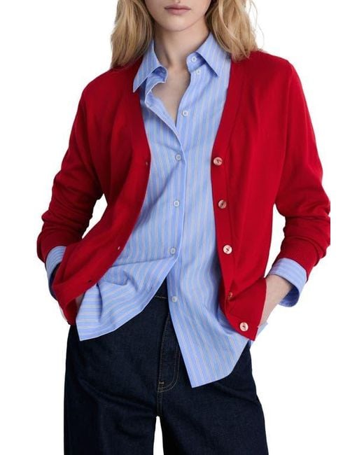 Mango Luka V-Neck Cardigan in Red | Lyst