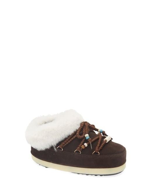 Moon Boot Beaded Genuine Shearling Mule in Brown | Lyst