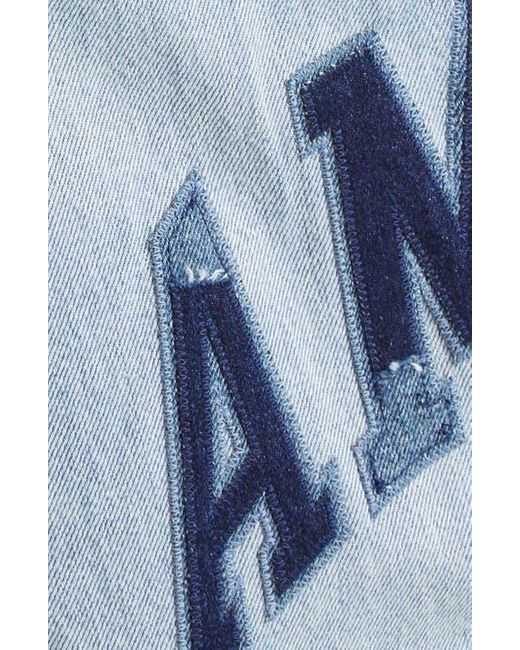 Amiri Varsity Logo Rip & Repair Straight Leg Jeans in Blue for Men | Lyst