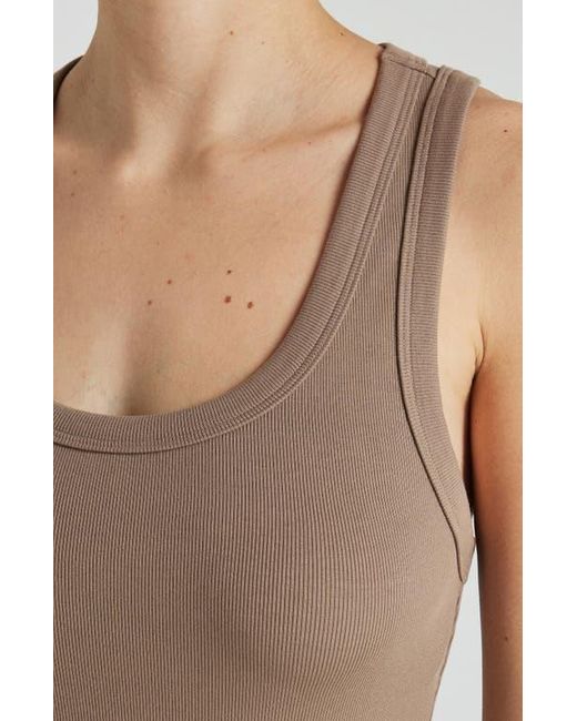 Losano Serene Rib Tank in Brown | Lyst