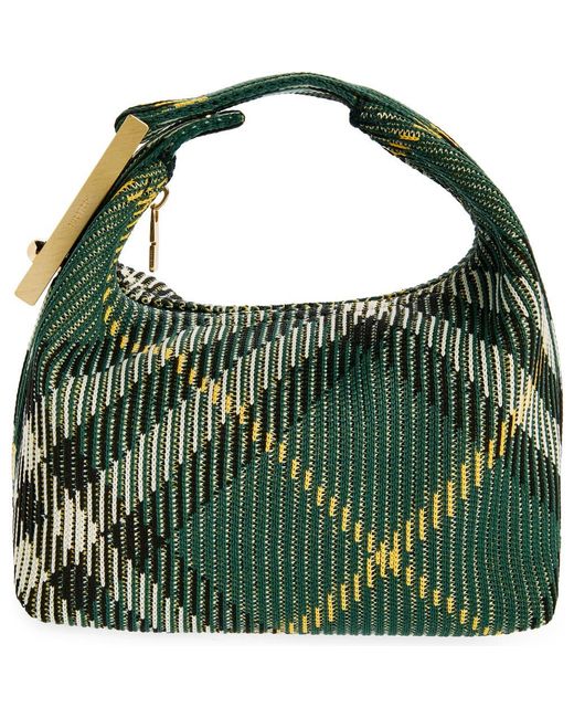 Burberry Mini Check Hobo Bag in Green | Lyst