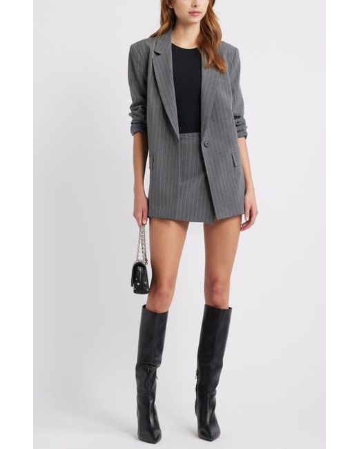 Open Edit Pinstripe Faux Wrap Miniskirt in Blue | Lyst