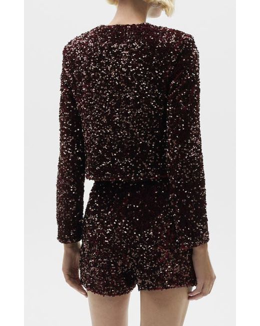 Mango Crop Sequin Velvet Jacket in Black | Lyst