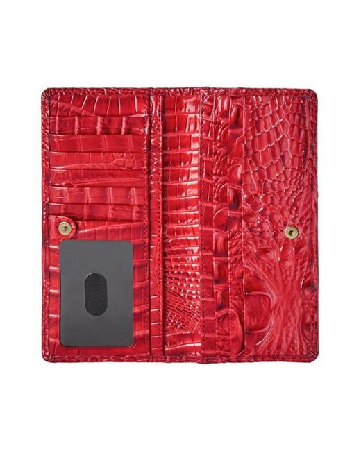 Brahmin Adelle Croc Embossed Leather Bifold Wallet in Red | Lyst