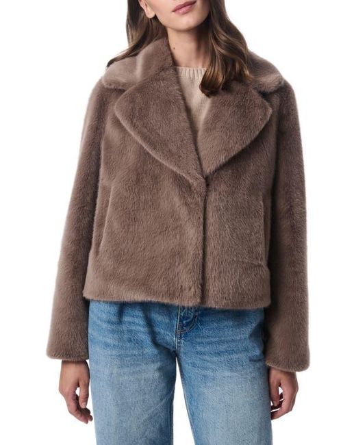 Bernardo Short Faux Fur Coat in Brown | Lyst