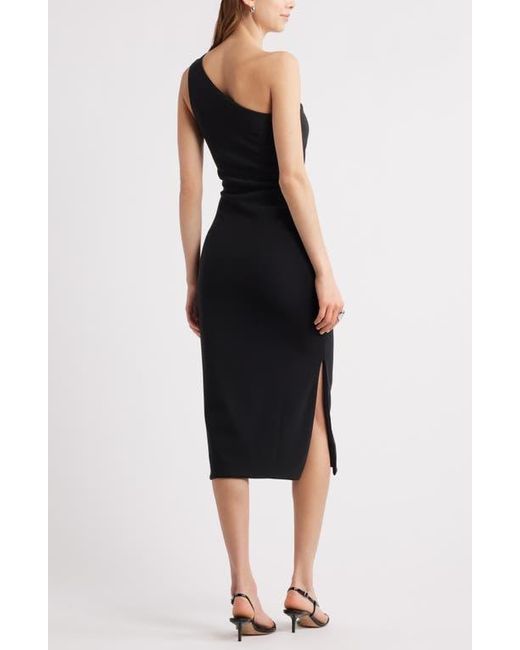 Open Edit One-Shoulder Body-Con Midi Dress in Black | Lyst