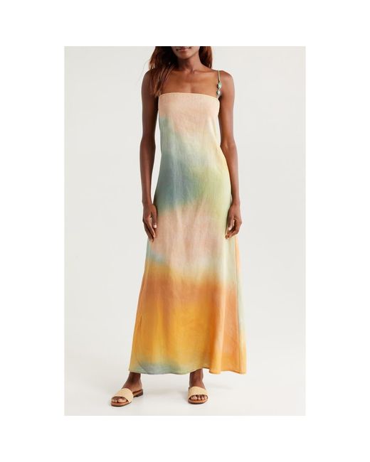 STAUD Laura Stretch Cotton Maxi Dress in Yellow | Lyst