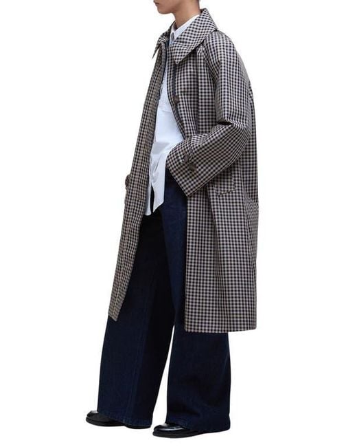 Barbour Nadine Check Showerproof Car Coat in Blue | Lyst