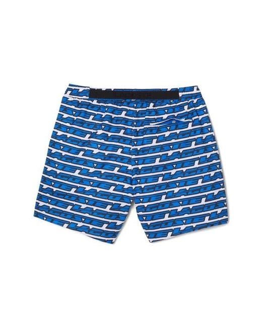 Lacoste Logo Print Cotton Swim Trunks in Blue for Men | Lyst