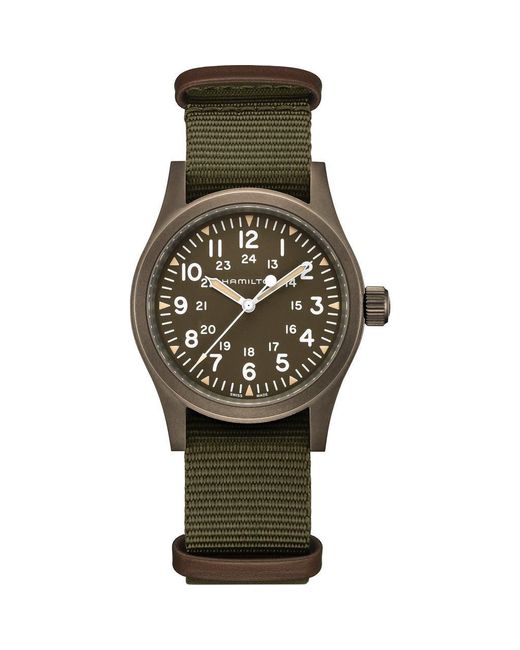 Hamilton Khaki Field Mechanical Nato Strap Watch, 38Mm in Green | Lyst