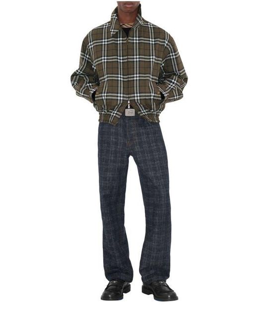Burberry Check Bonded Wool Harrington Jacket in Blue for Men | Lyst