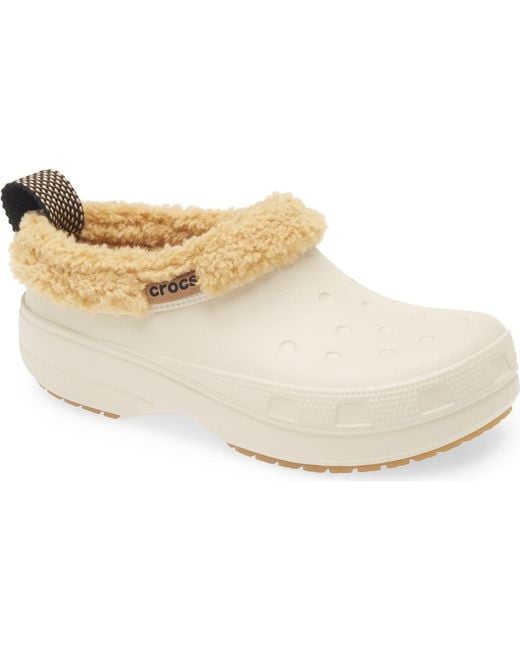 Crocs™ Classic Fleece Lined Shorty Clog in White | Lyst