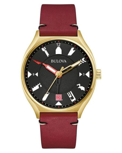 Bulova Frank Lloyd Wright Collection Leather Strap Watch, 40Mm in Red ...