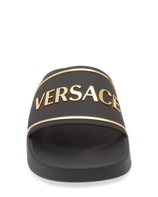 Versace Logo Pool Slide in Black | Lyst