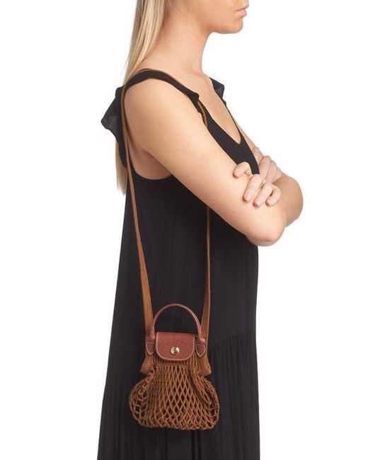 Longchamp Tobacco La Pliage Filet Xs in Brown | Lyst