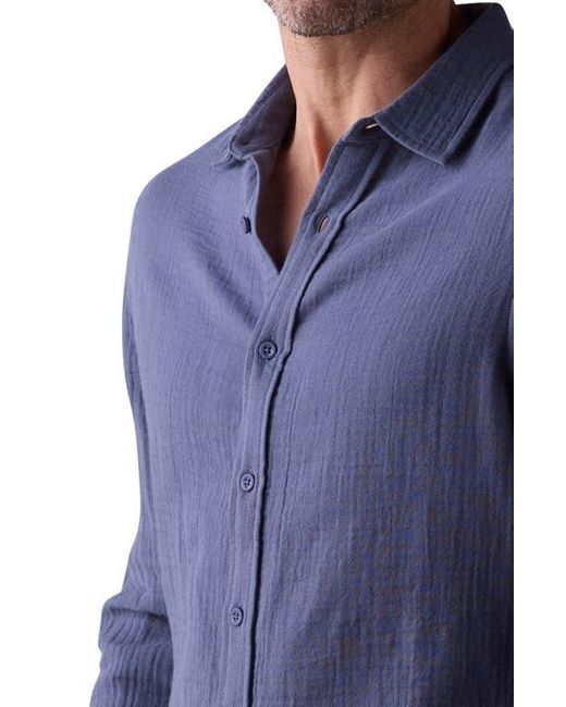 The Normal Brand Kalo Cotton Gauze Button-Up Shirt in Blue for Men | Lyst