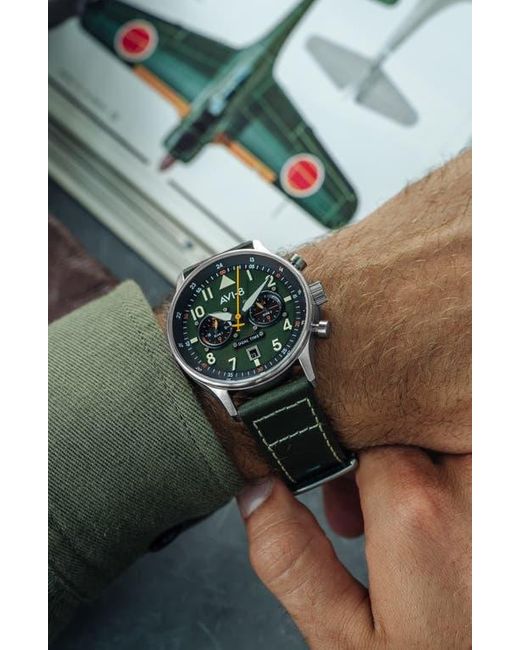 AVI-8 Hawker Hurricane Carey Chronograph Leather Strap Watch, 44Mm in ...
