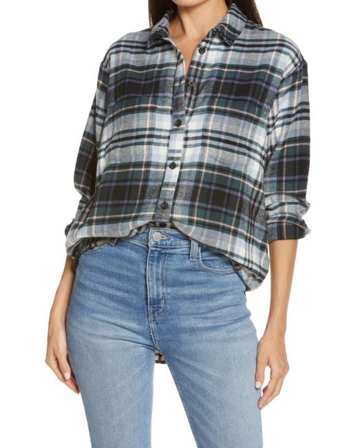 Madewell Sunday Plaid Flannel Shirt in Blue | Lyst