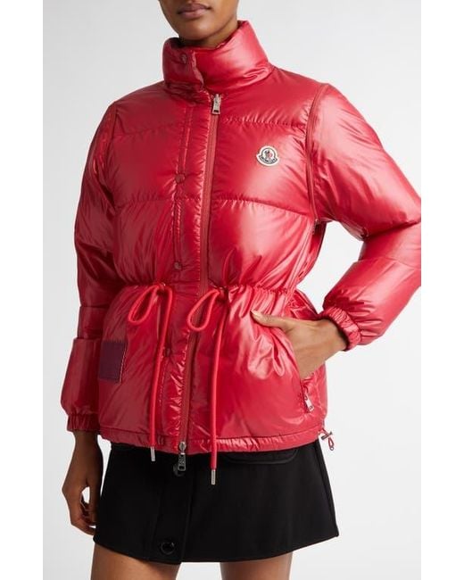 Moncler Verone Convertible Down Puffer Jacket in Red | Lyst