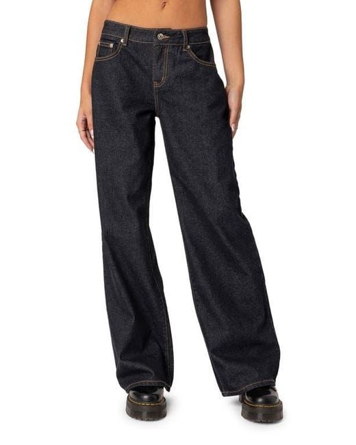 Edikted Raelynn Low Rise Wide Leg Jeans in Blue | Lyst