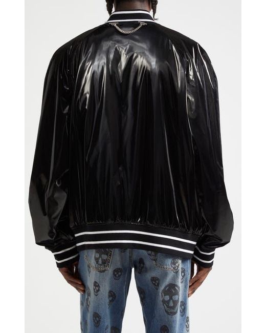 Alexander McQueen Oversize Liquid Satin Bomber Jacket in Black for Men | Lyst