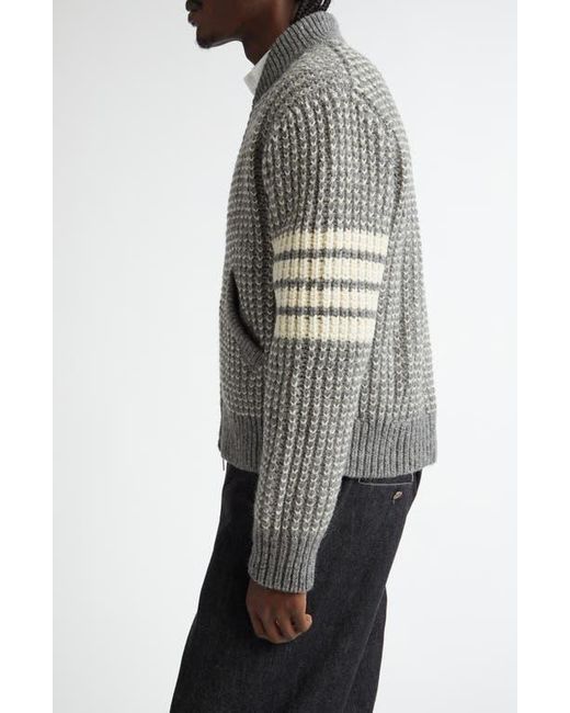 Thom Browne Tuck Wool Bomber Cardigan in Gray for Men | Lyst