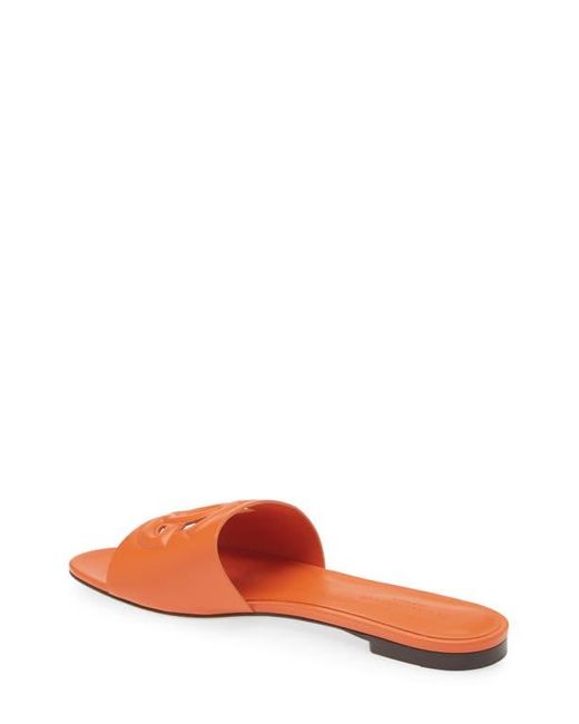 Dolce & Gabbana Bianca Interlock Slide Sandal in Orange | Lyst