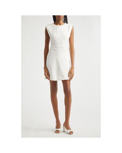Veronica Beard Imara Ruched Sleeveless Minidress in White | Lyst