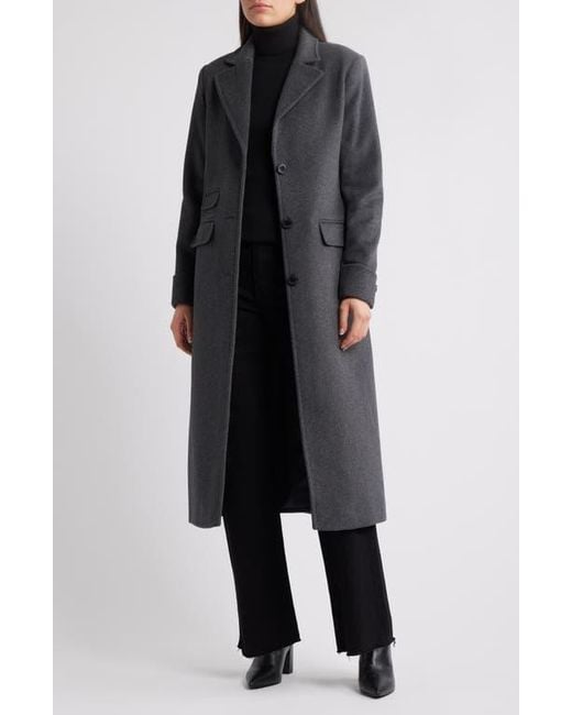 Ralph Lauren Longline Wool Blend Reefer Coat in Gray | Lyst