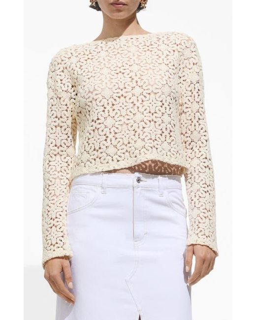 Mango Sheer Floral Crop Top in White | Lyst