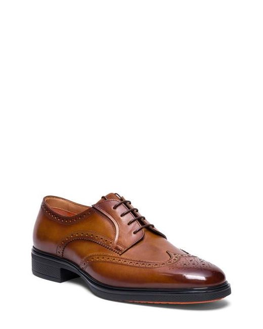 Santoni Easy Wingtip Derby in Brown for Men | Lyst