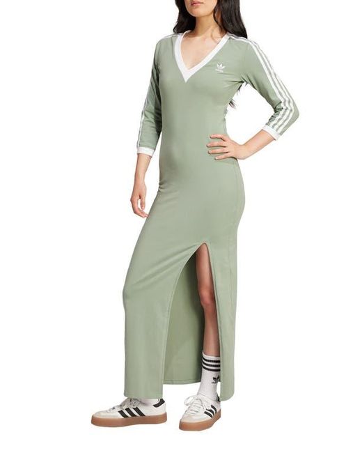 adidas Originals Adicolor Classics 3-Stripes Maxi Dress in Green | Lyst