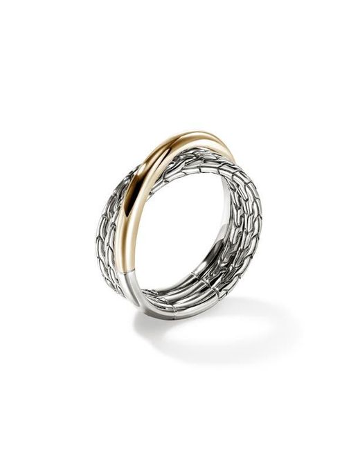 John Hardy Jh Essential 14K & Sterling Crossover Ring in Metallic | Lyst